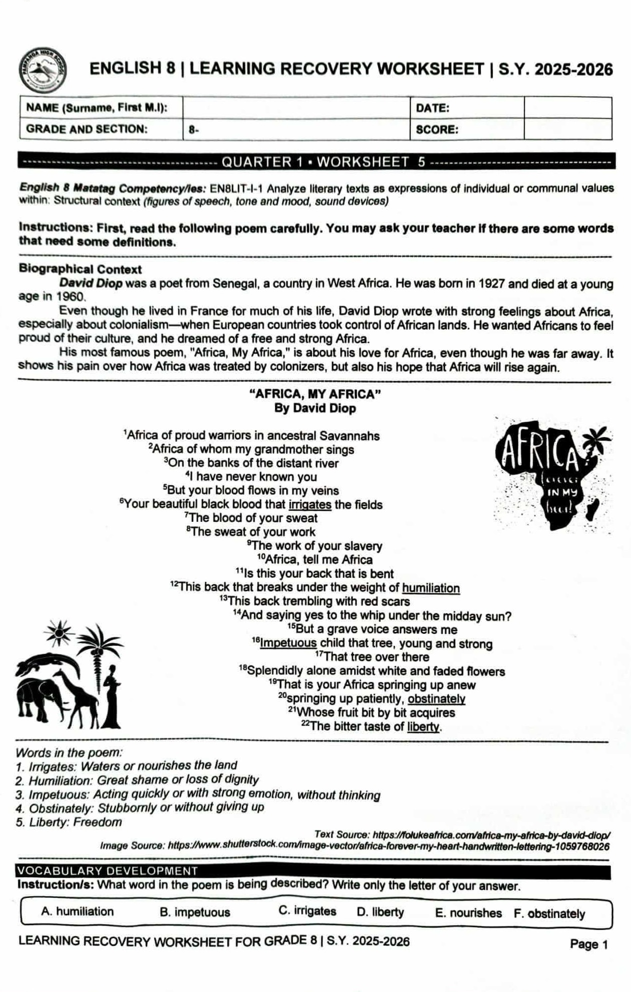 Instructions: What word in the poem is being | StudyX