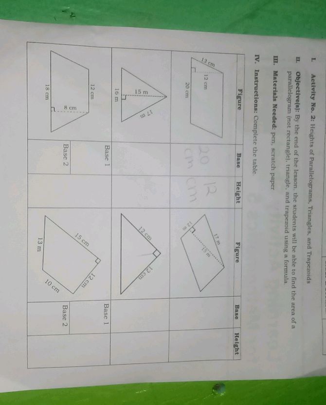 Activity No. 2: Heights of Parallelograms, | StudyX