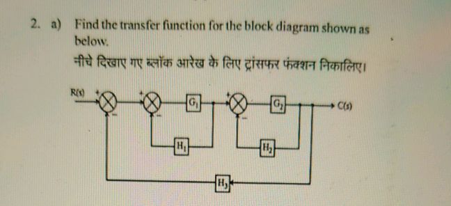 2. a) Find the transfer function for the | StudyX