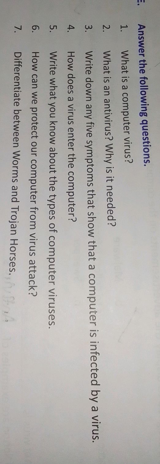 1. What is a computer virus? 2. What is an | StudyX