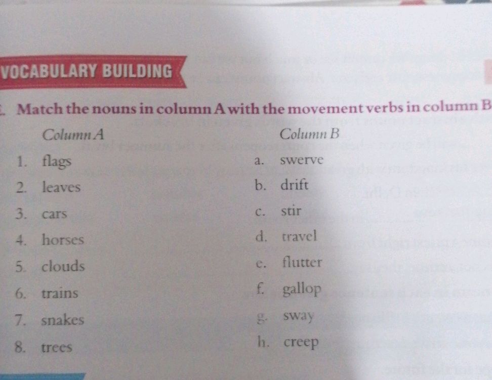 Match the nouns in column A with the | StudyX