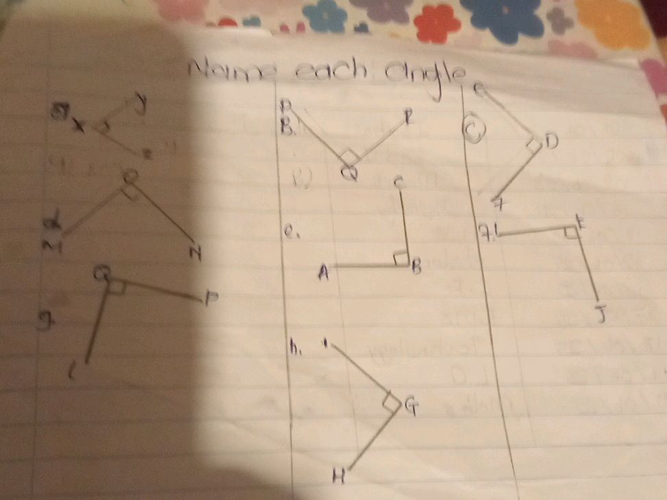 Name each angle * Angle x * Angle y * | StudyX
