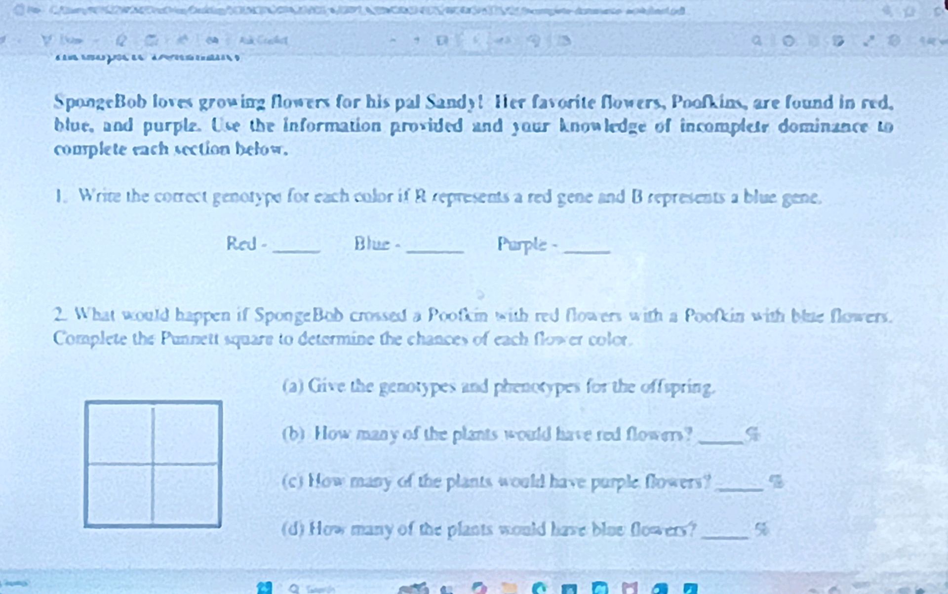 SpongeBob loves growing flowers for his pal | StudyX