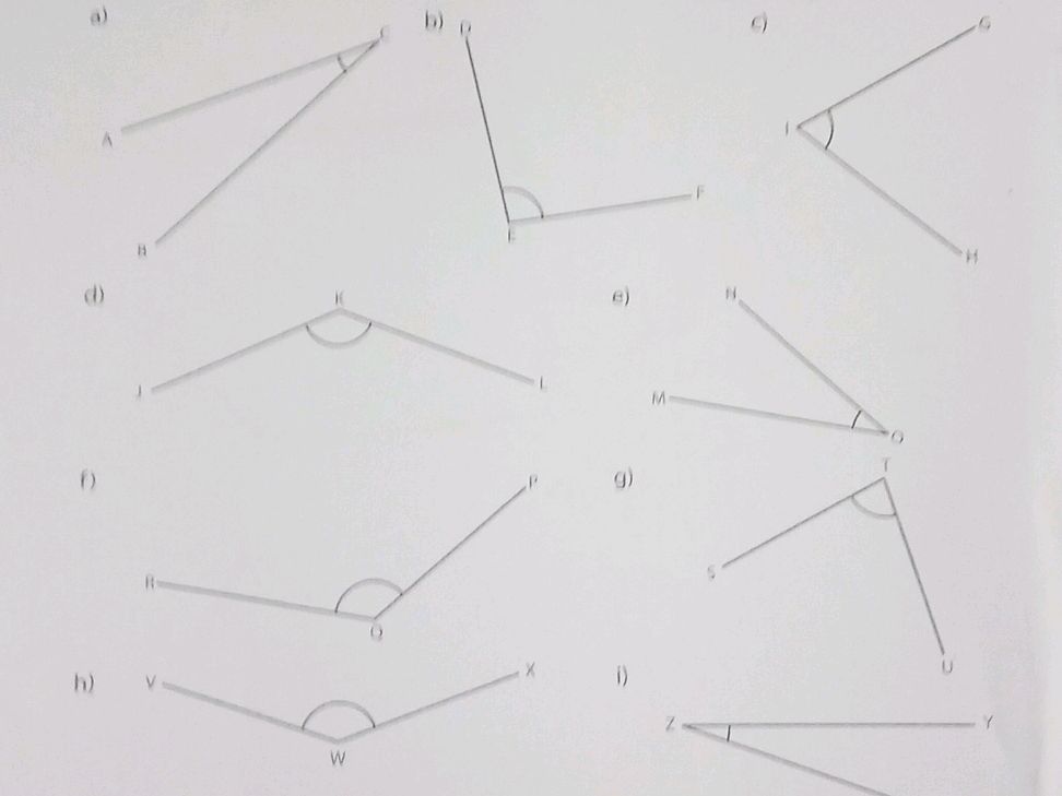 The image shows various angles labeled with