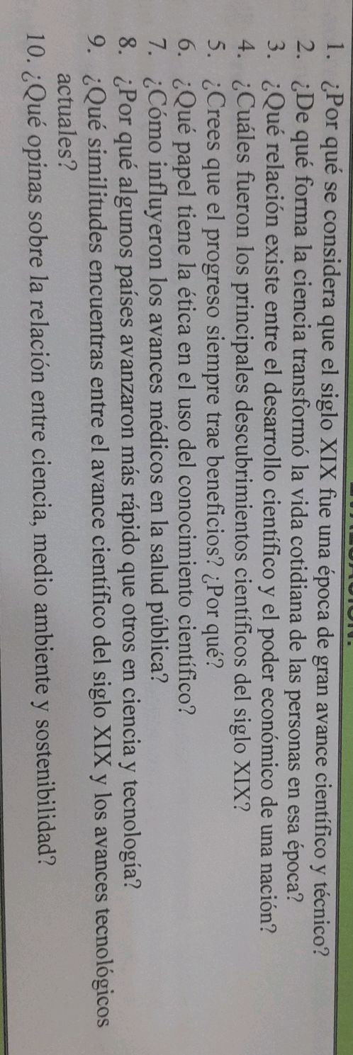 1. ¿Por qué se considera que el siglo XIX | StudyX