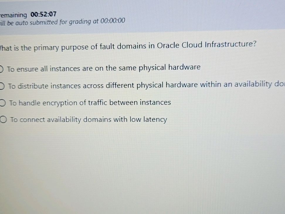 What is the primary purpose of fault domains | StudyX