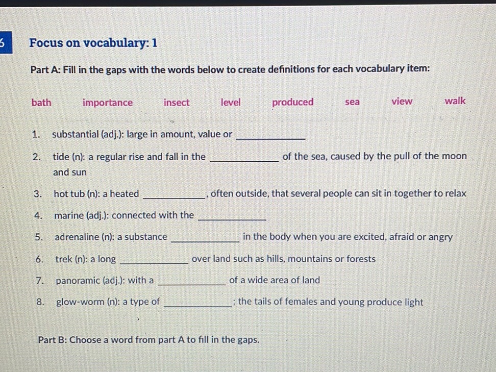 Part A: Fill in the gaps with the words | StudyX