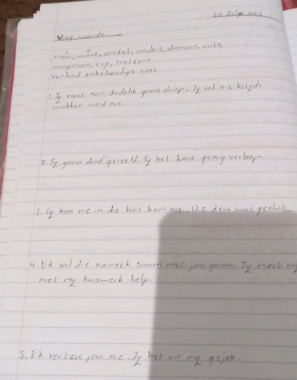 Vry woorde Maar, want, omdat, anders, | StudyX