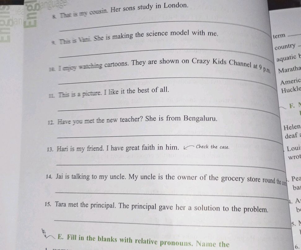 E. Fill in the blanks with relative | StudyX