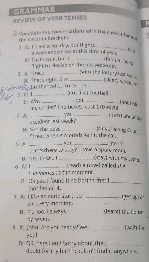 3 Complete the conversations with the | StudyX