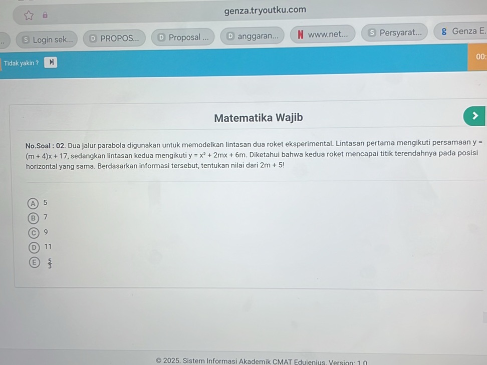 No.Soal: 02. Dua jalur parabola digunakan | StudyX
