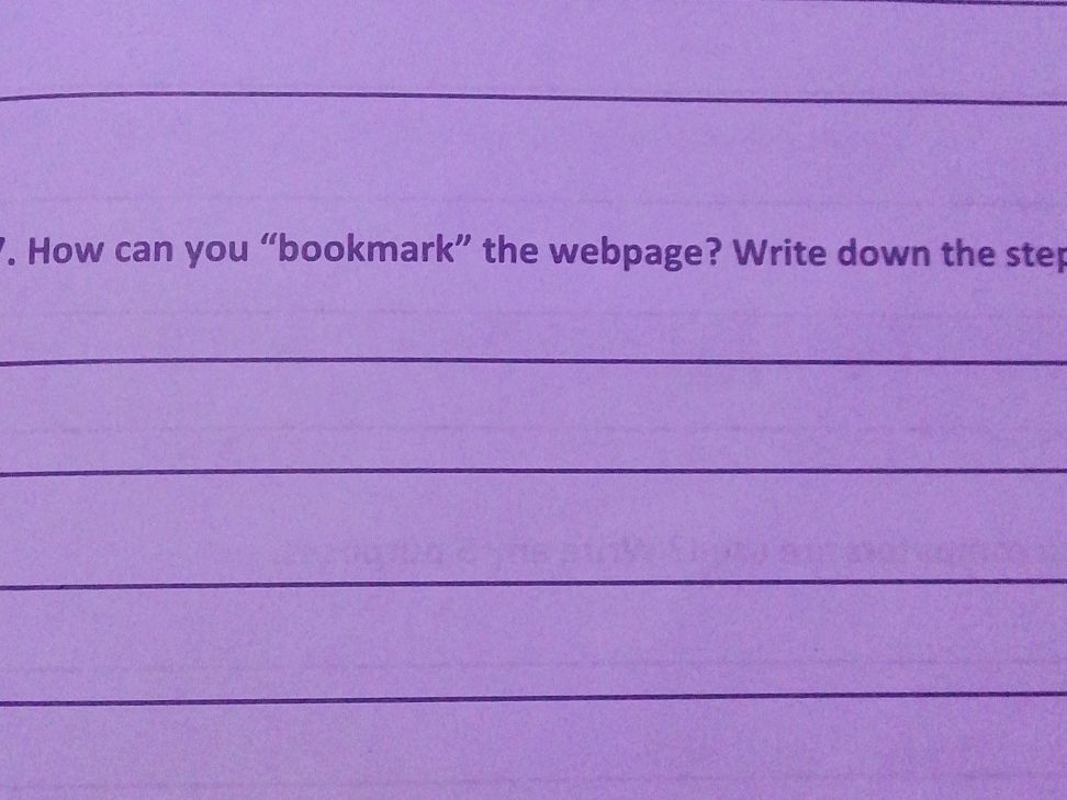 7. How can you "bookmark" the webpage? Write | StudyX