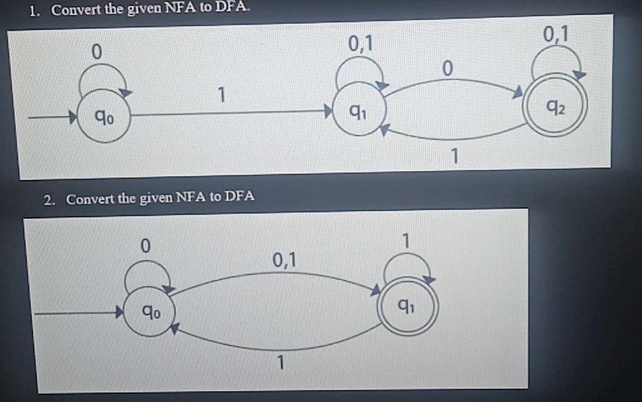 1. Convert the given NFA to DFA. 2. Convert | StudyX