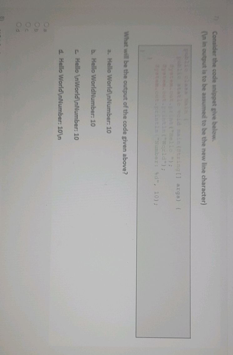 Consider the code snippet give below. (In in | StudyX