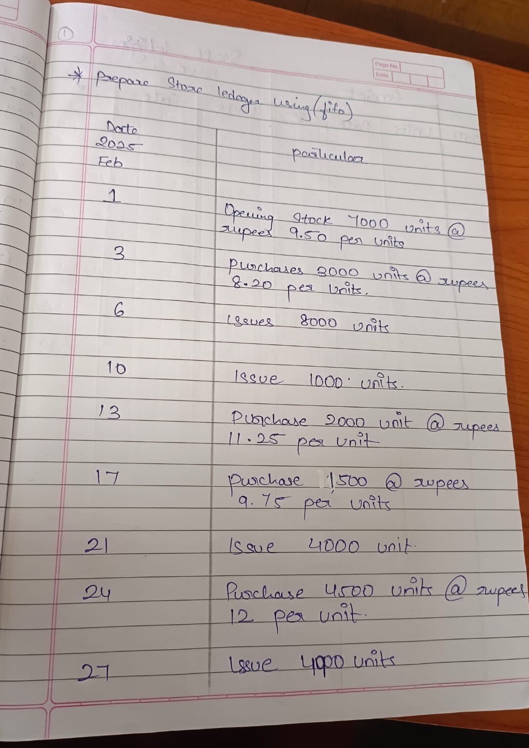 Prepare Store ledger using (fifo) | Date | | StudyX