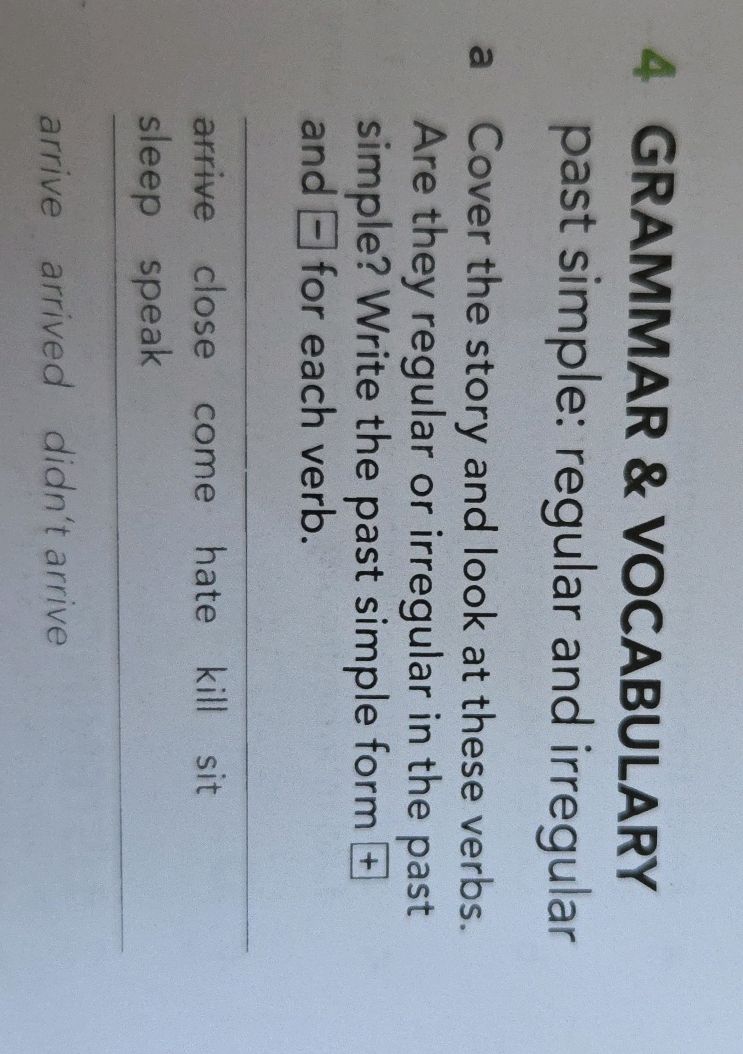 4 GRAMMAR VOCABULARY a past simple: | StudyX