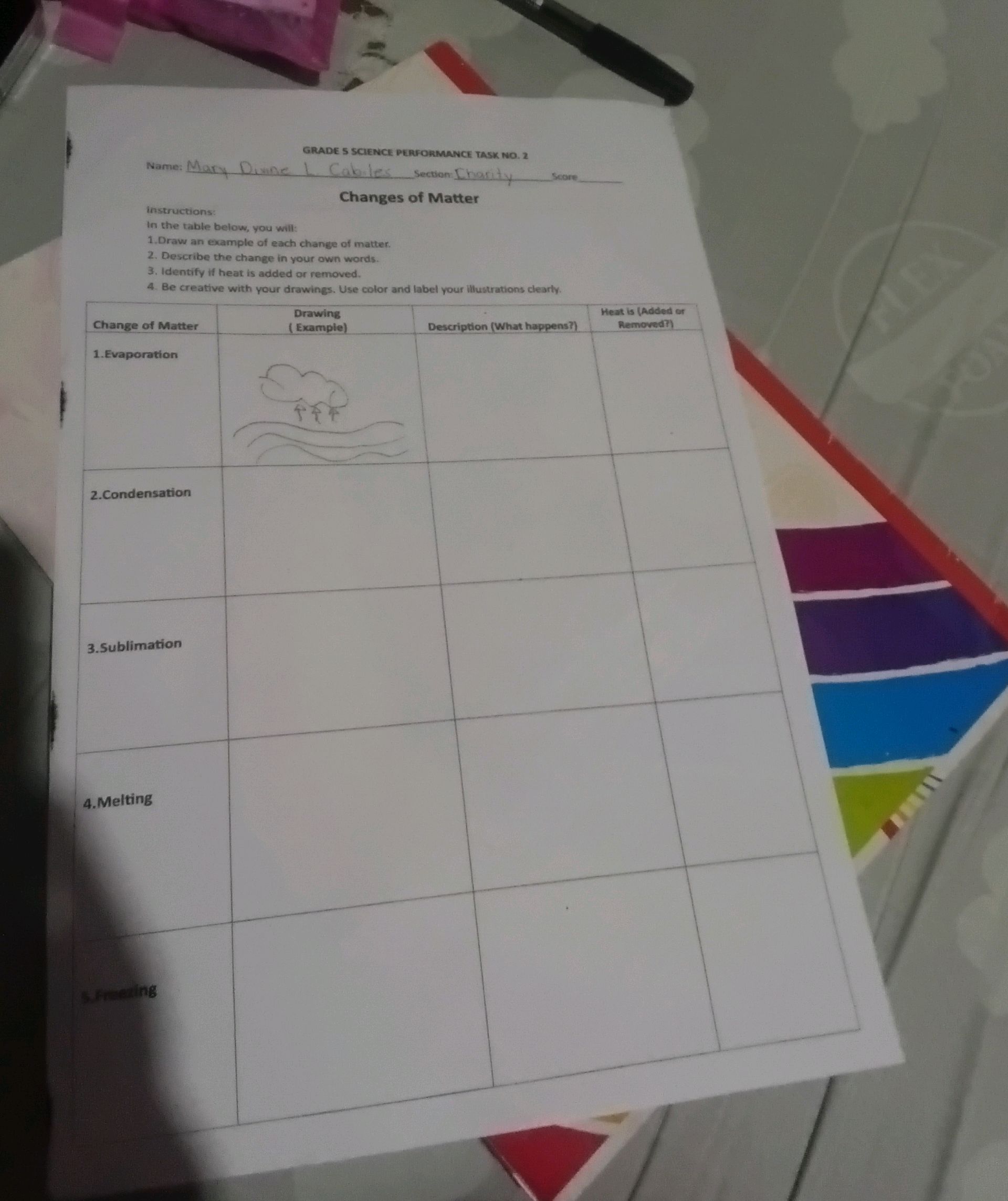 GRADE 5 SCIENCE PERFORMANCE TASK NO. 2 | StudyX