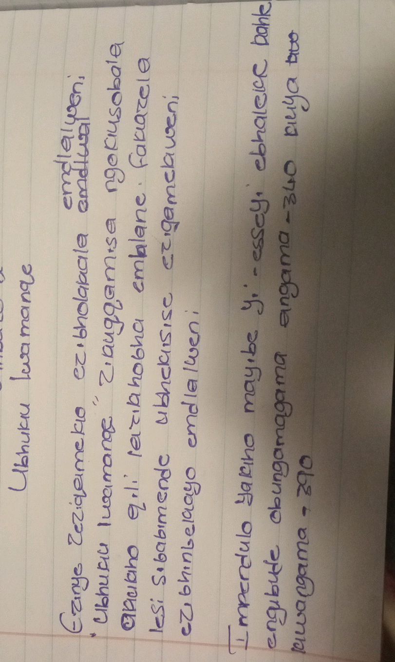 Impendulo yakho mayibe yi: - essey, ebhalele | StudyX