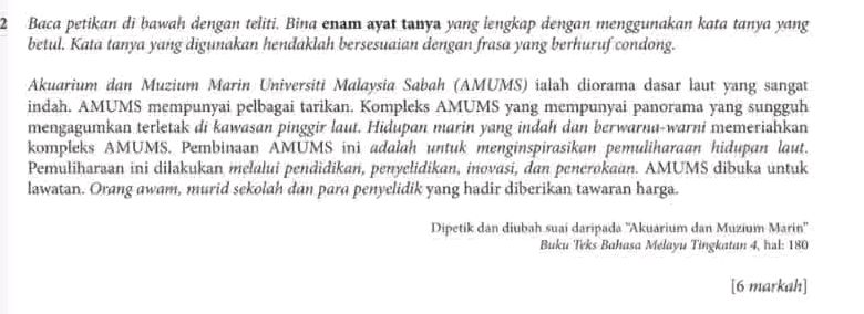 2 Baca petikan di bawah dengan teliti. Bina | StudyX