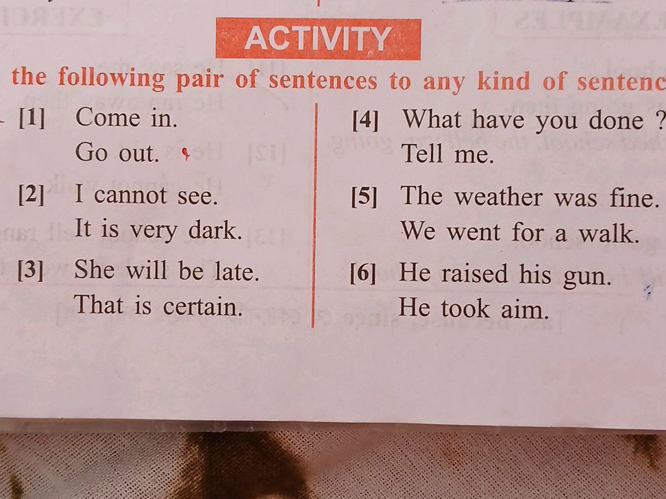 the following pair of sentences to any kind | StudyX