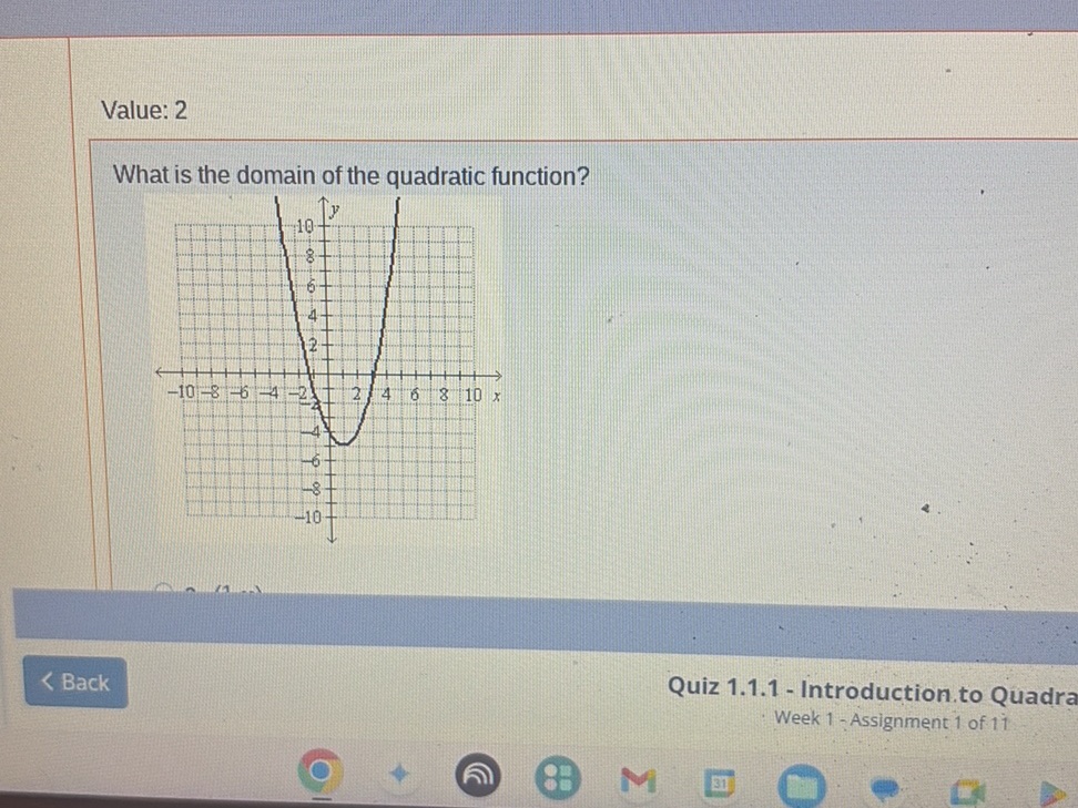 What is the domain of the quadratic | StudyX