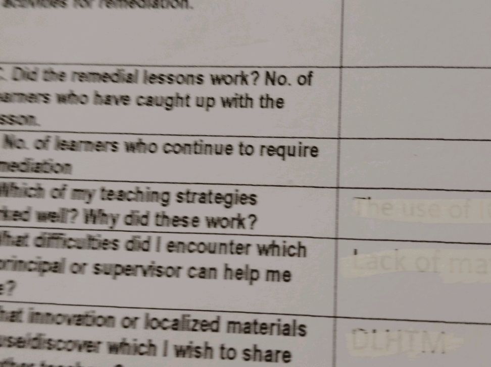 Did the remedial lessons work? No. of