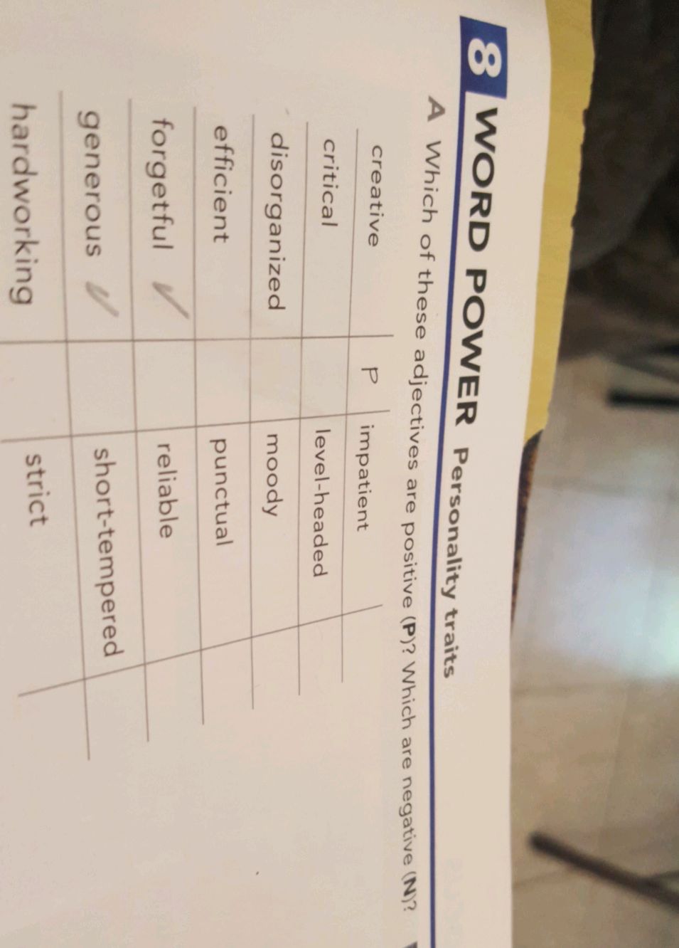 8 WORD POWER Personality traits A Which of | StudyX