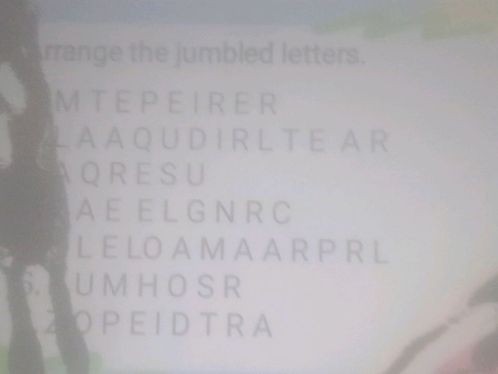 Arrange the jumbled letters. MTEPEIRER