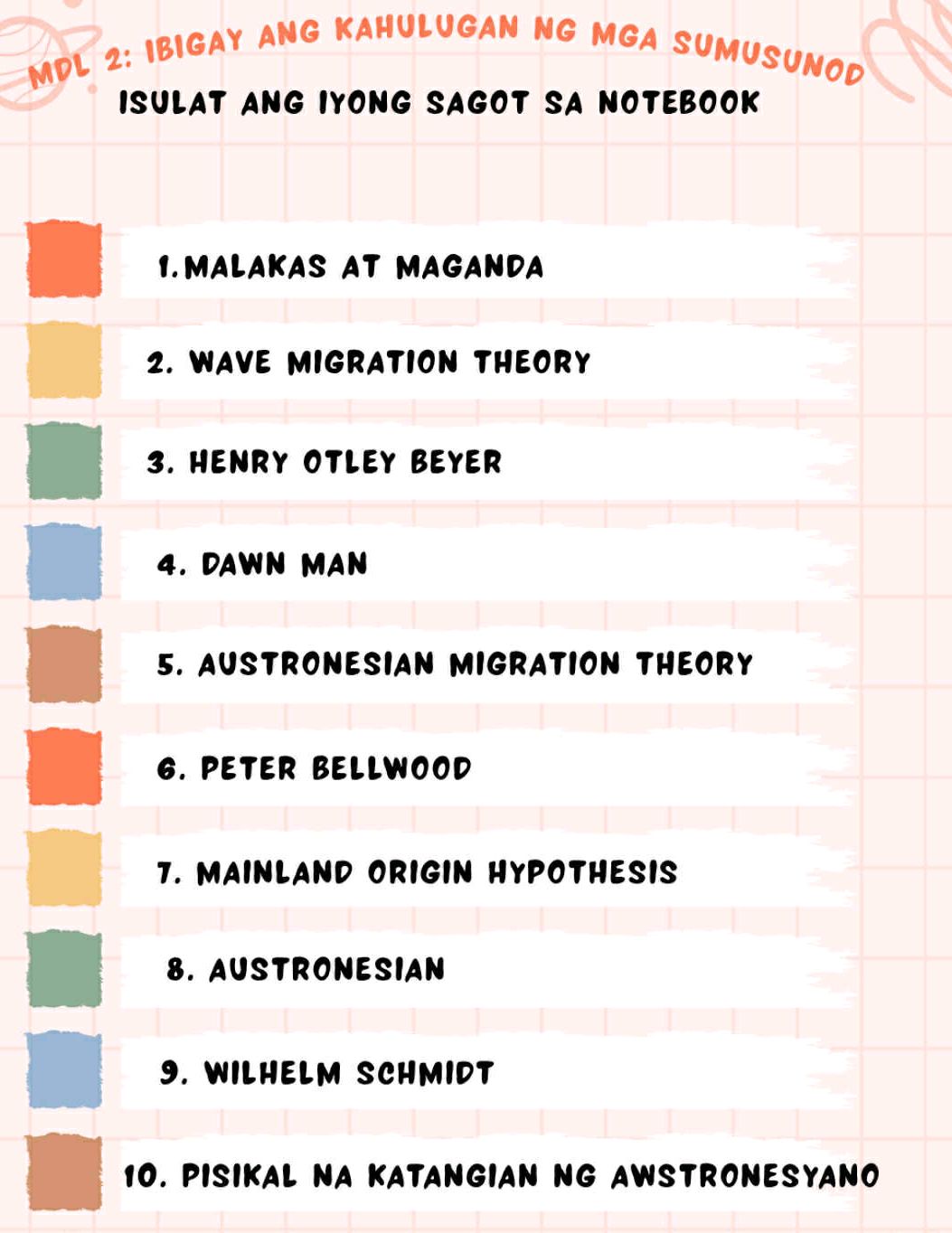 MDL 2: IBIGAY ANG KAHULUGAN NG MGA SUMUSUNOD | StudyX