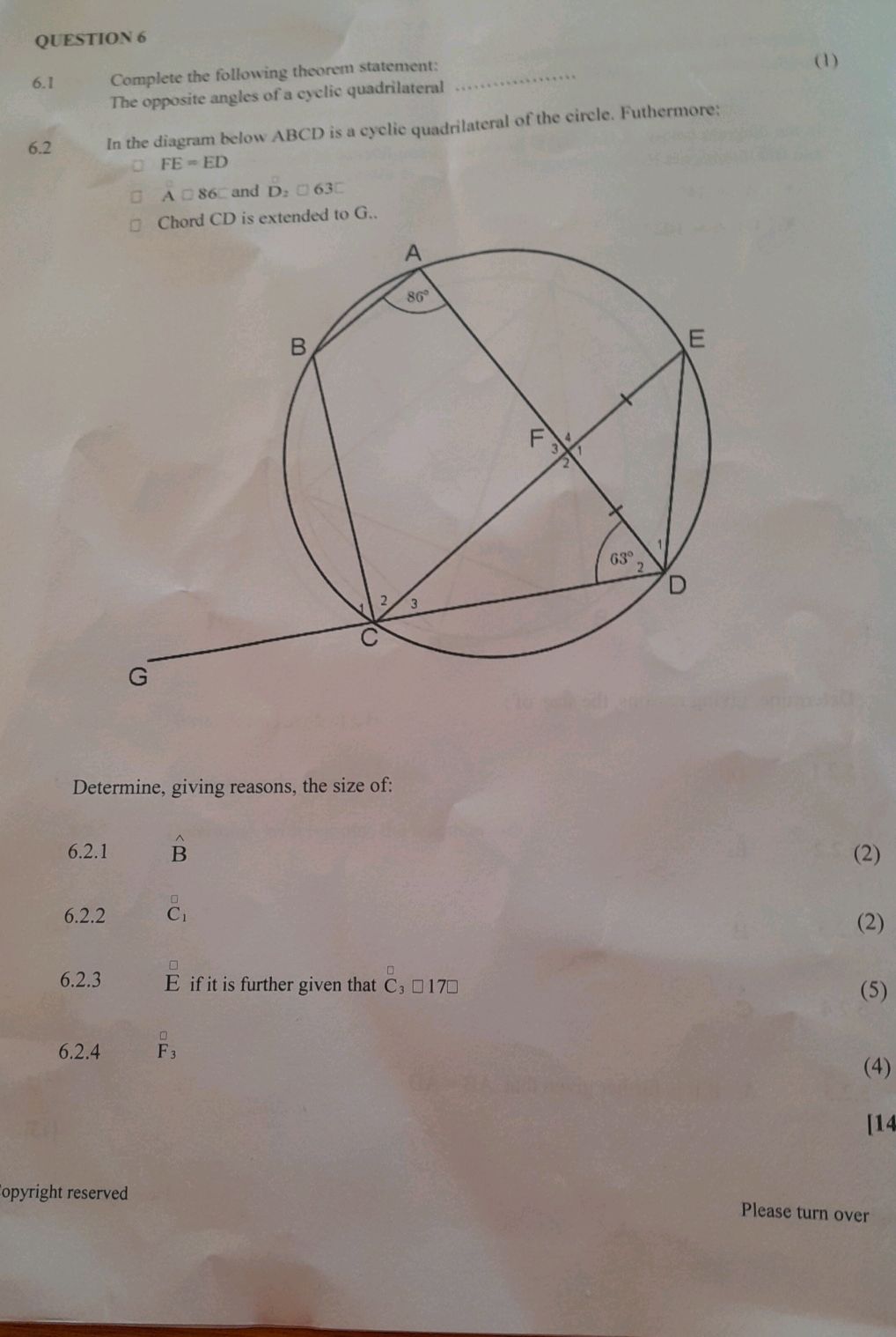 6.1 Complete the following theorem | StudyX