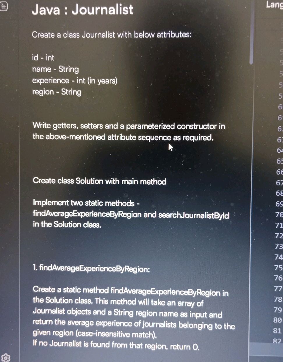 Create a class Journalist with below | StudyX