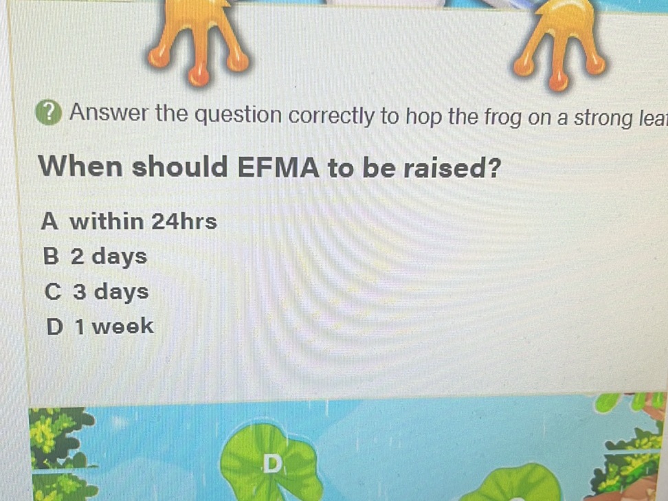 When should EFMA to be raised? A within