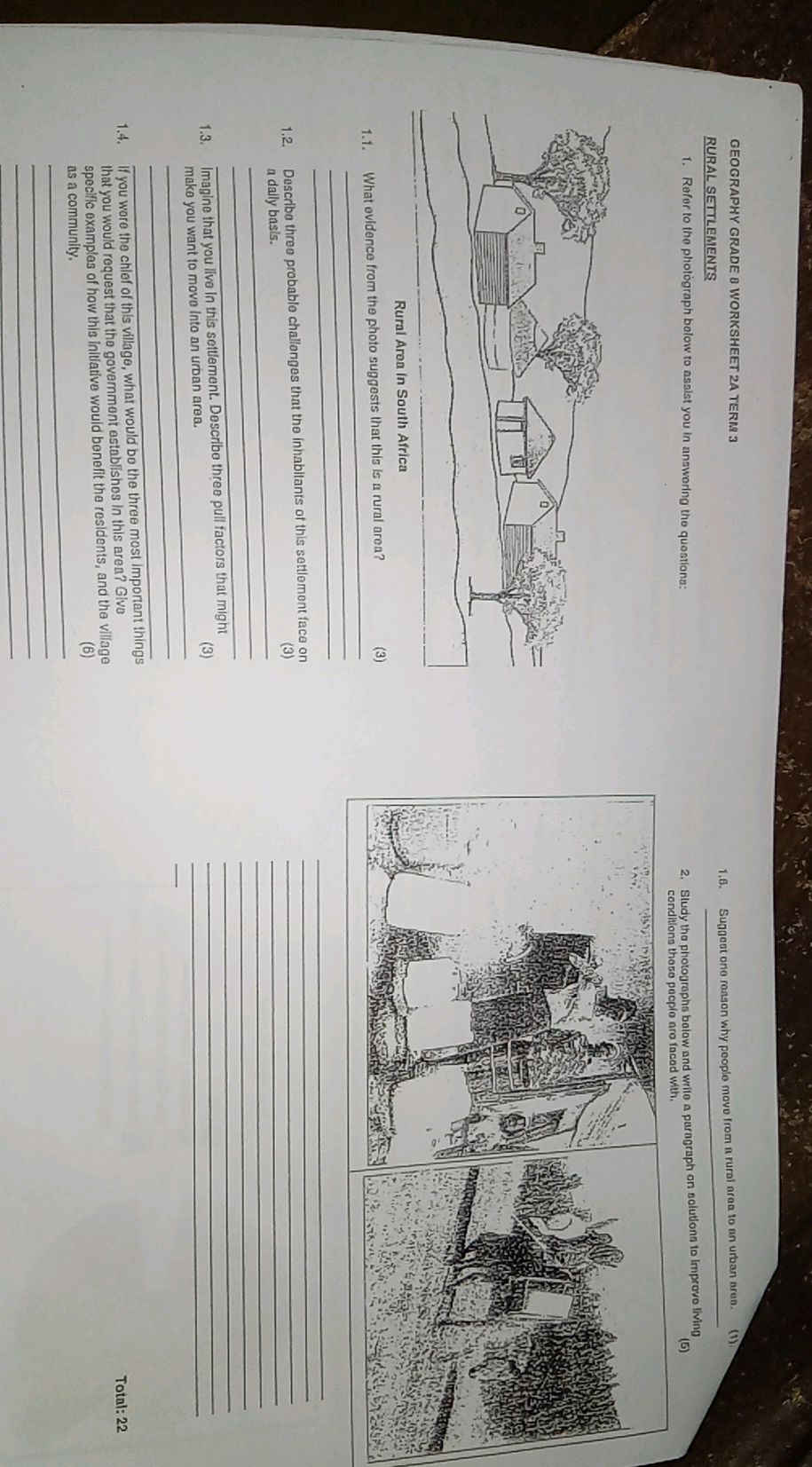 GEOGRAPHY GRADE 8 WORKSHEET 2A TERM 3 RURAL | StudyX