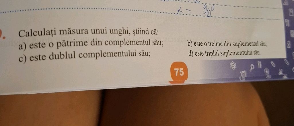 Calculați măsura unui unghi, știind că: a) | StudyX