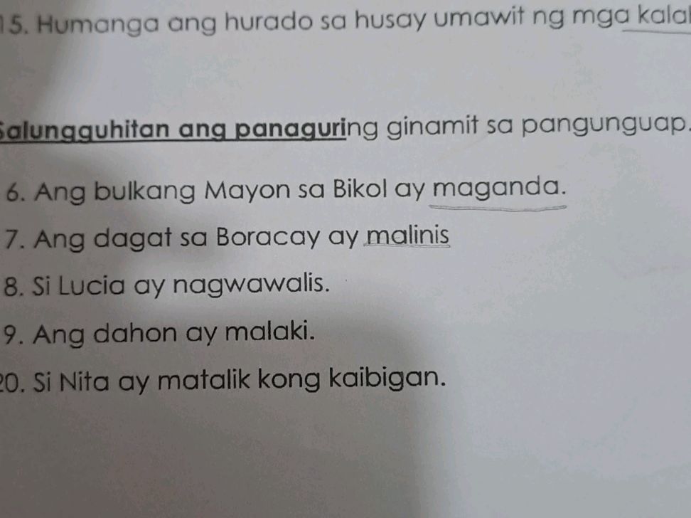 Salungguhitan ang panaguring ginamit sa