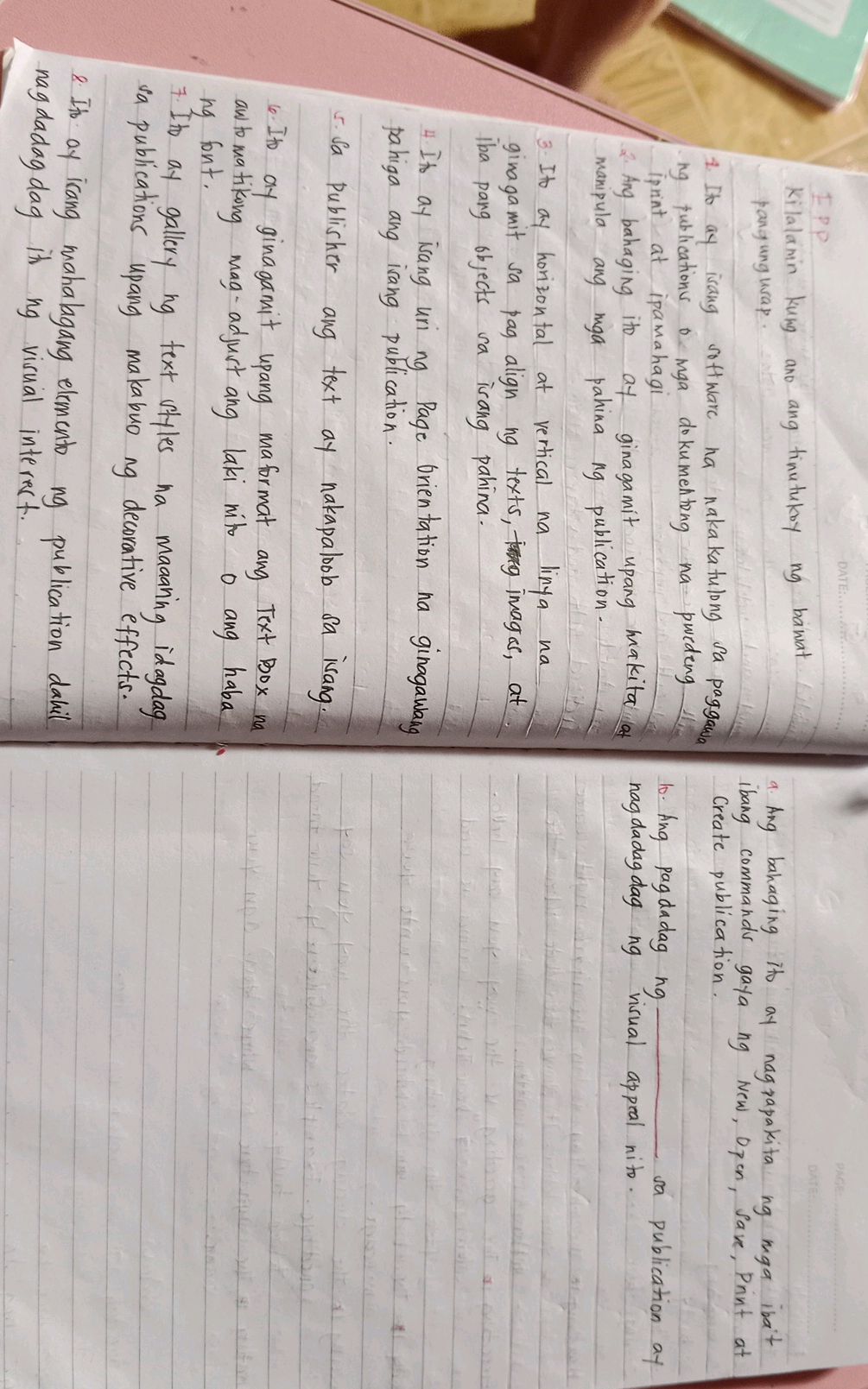 EPP Kilalanin kung ano ang tinutukoy ng | StudyX