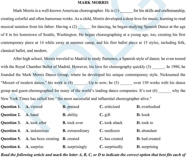 Mark Morris is a well-known American | StudyX