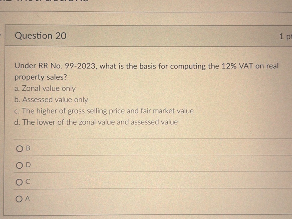 Under RR No. 99-2023, what is the basis for