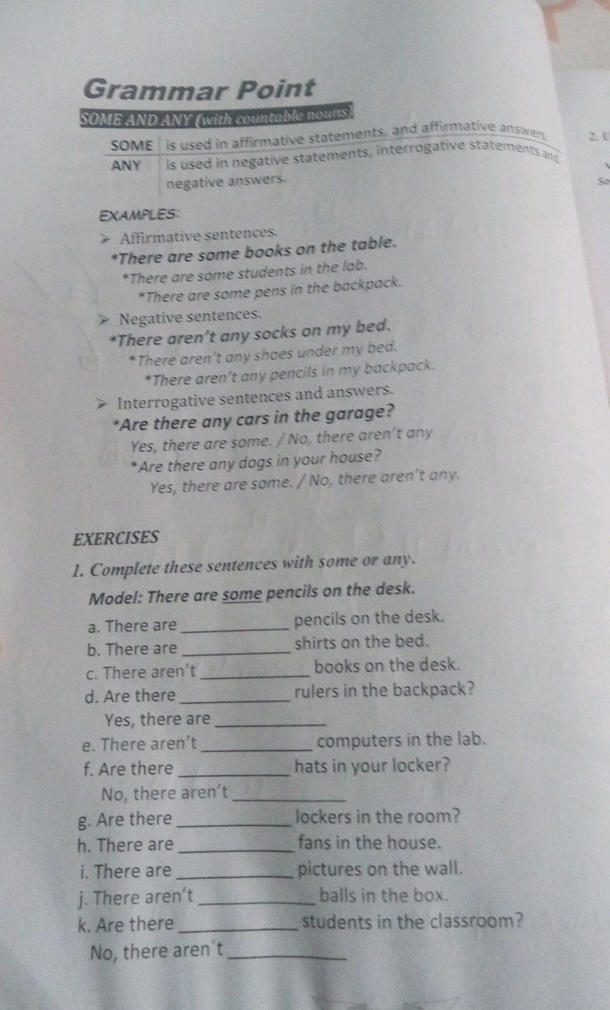 Grammar Point SOMEAND ANY (with countable | StudyX