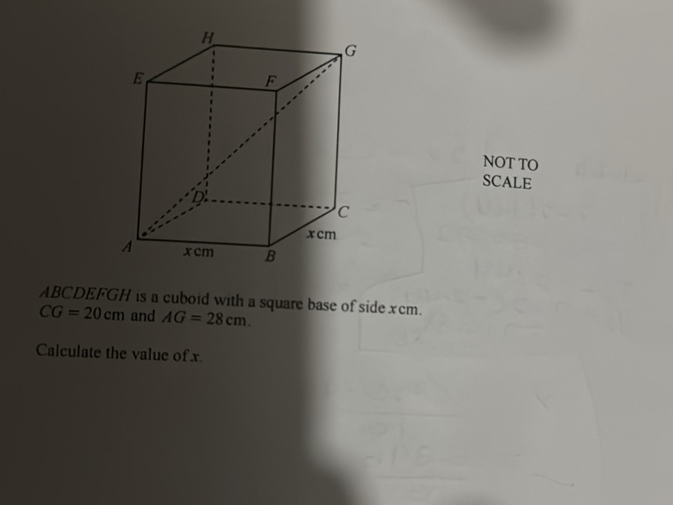 ABCDEFGH is a cuboid with a square base of