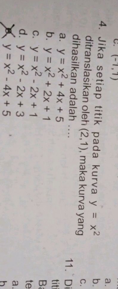 4. Jika setiap titik pada kurva $y = x^2$ | StudyX