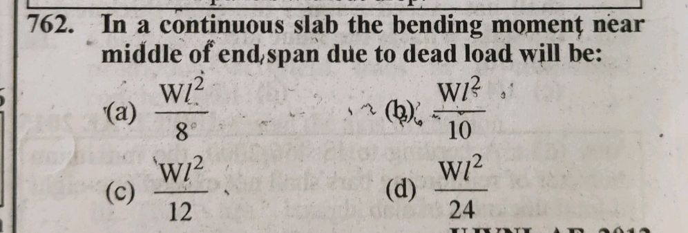 In a continuous slab the bending moment near
