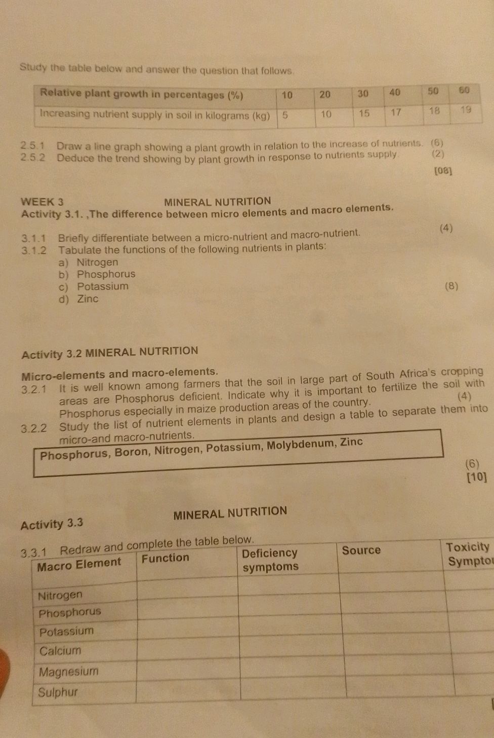Study the table below and answer the | StudyX