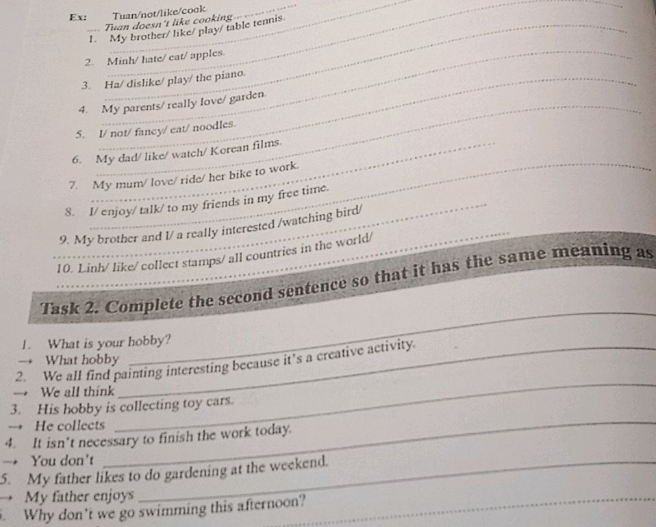 Task 2. Complete the second sentence so that | StudyX