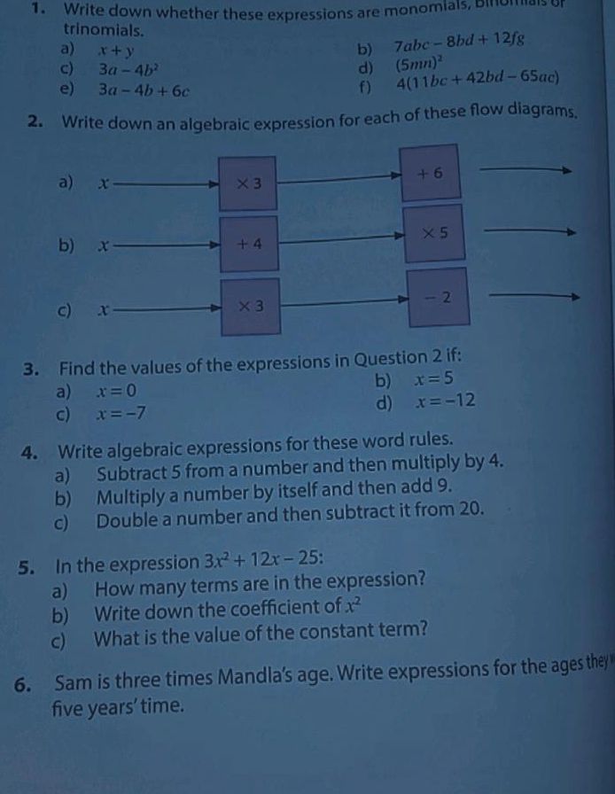 1. Write down whether these expressions are | StudyX