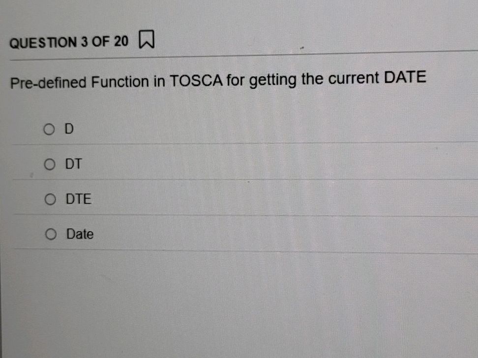 Pre-defined Function in TOSCA for getting | StudyX
