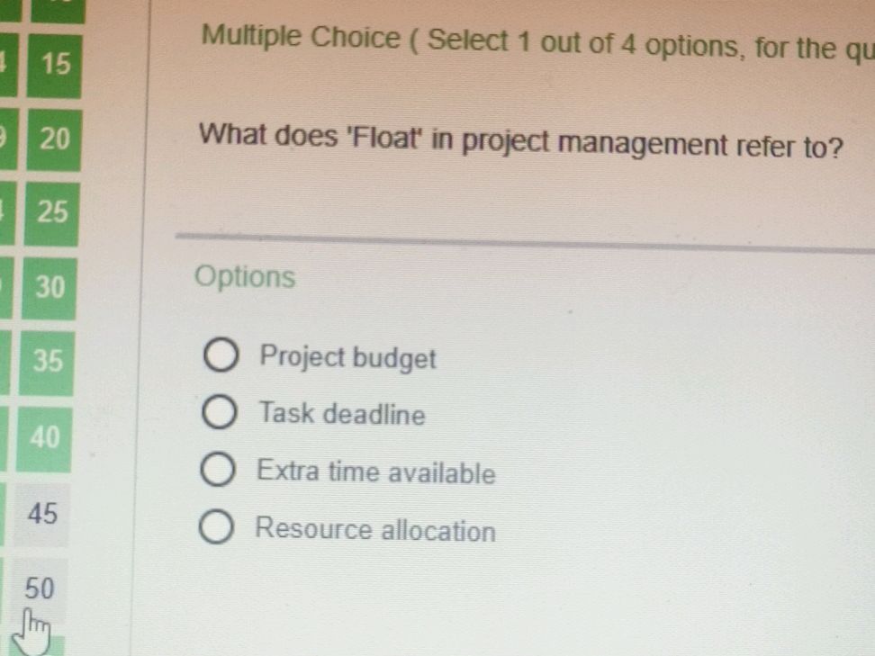 What does 'Float' in project management | StudyX