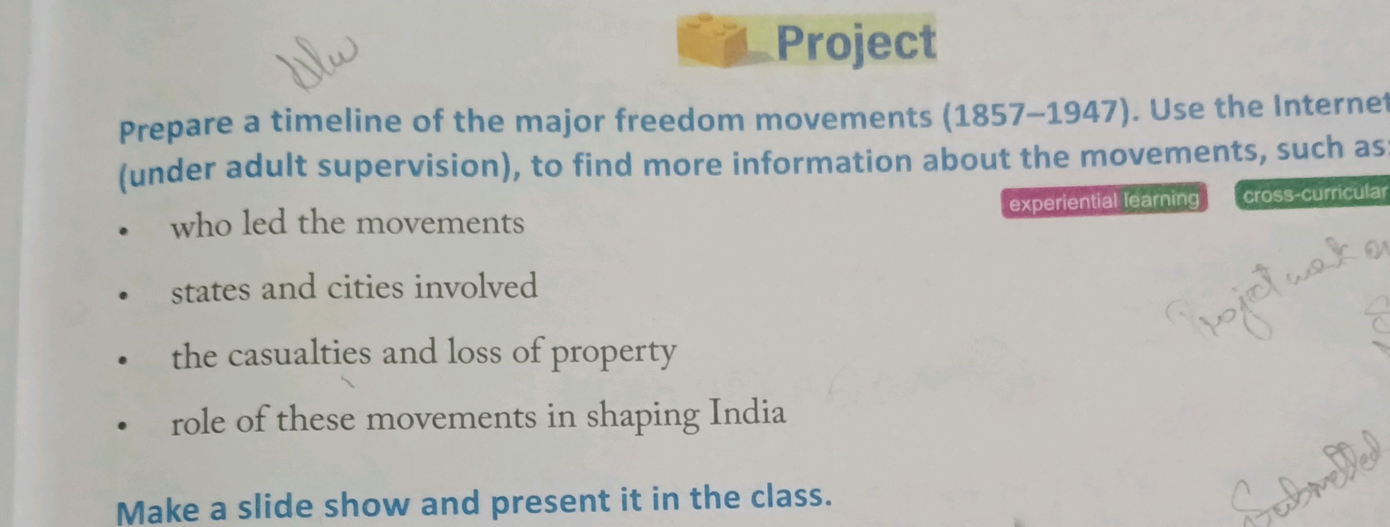 Prepare a timeline of the major freedom