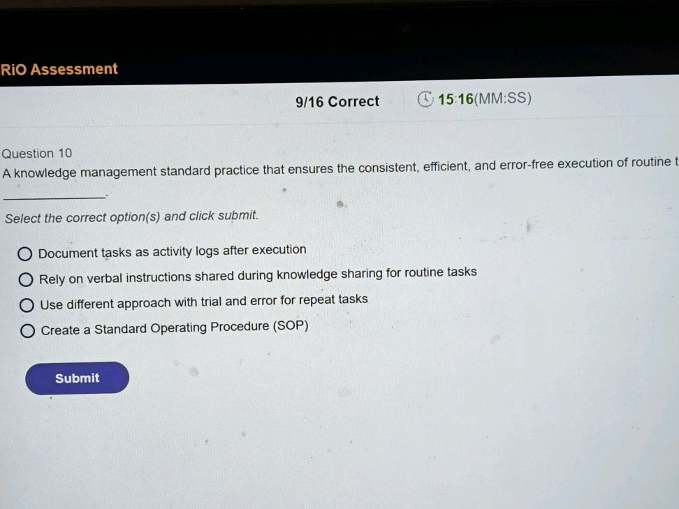 Question 10 A knowledge management standard | StudyX