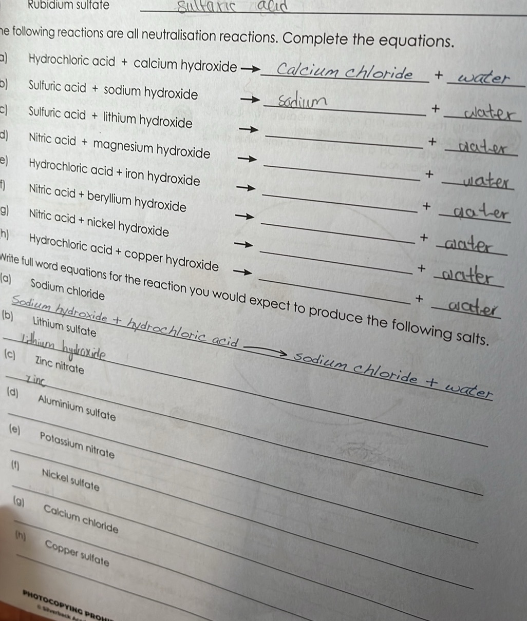 The following reactions are all | StudyX